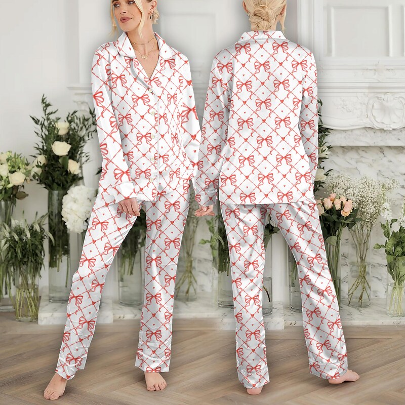 Women Christmas Pajamas With Bows - Etsy