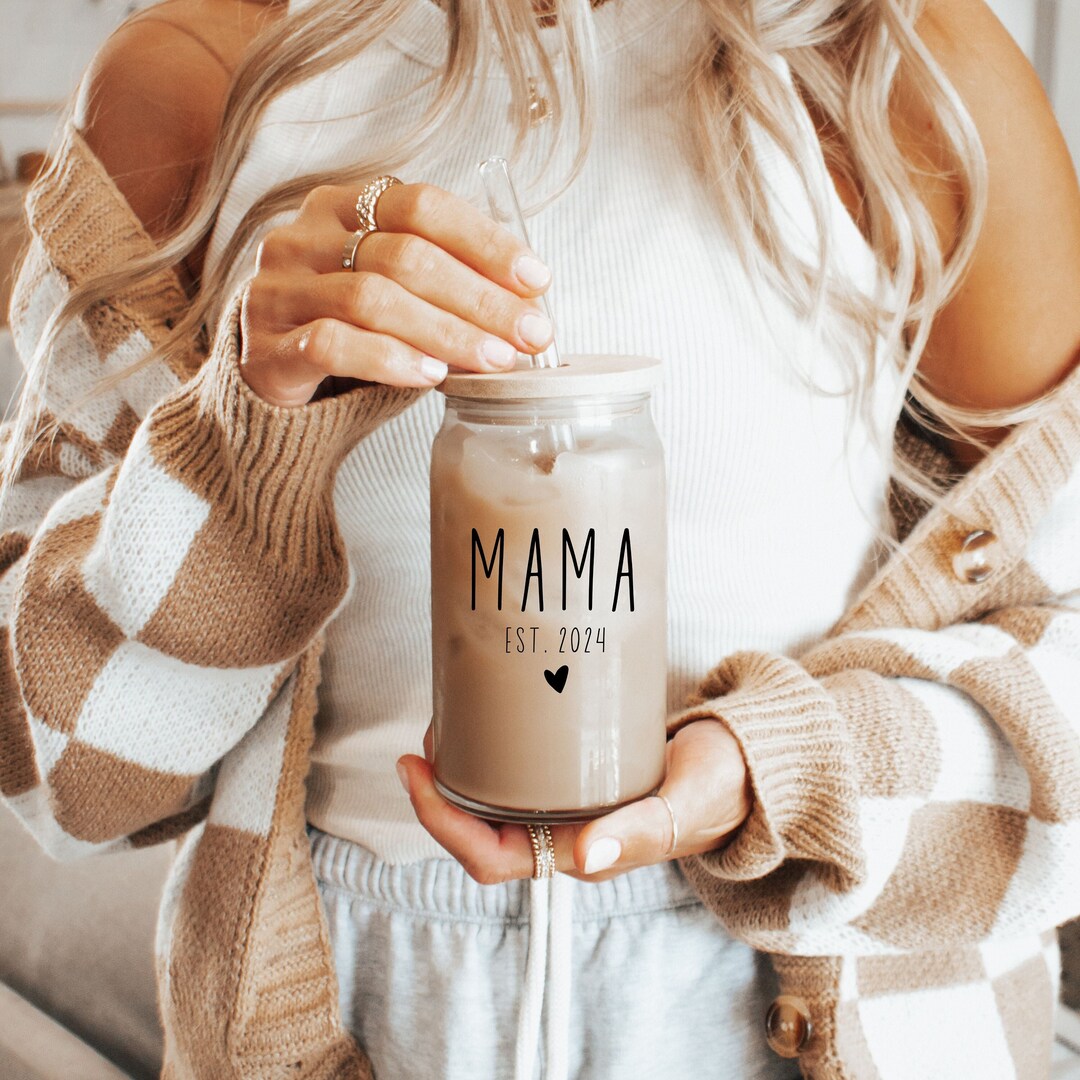 Custom Mama Glass Cup, Personalized Mama Cup, Custom Mama Year Cup ...