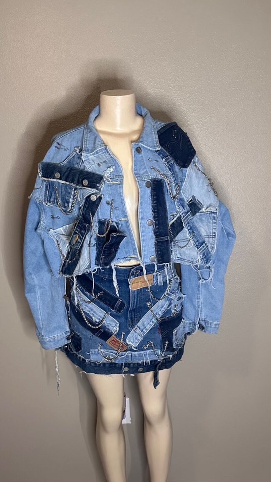 Custom Denim Jacket With Chains - Etsy