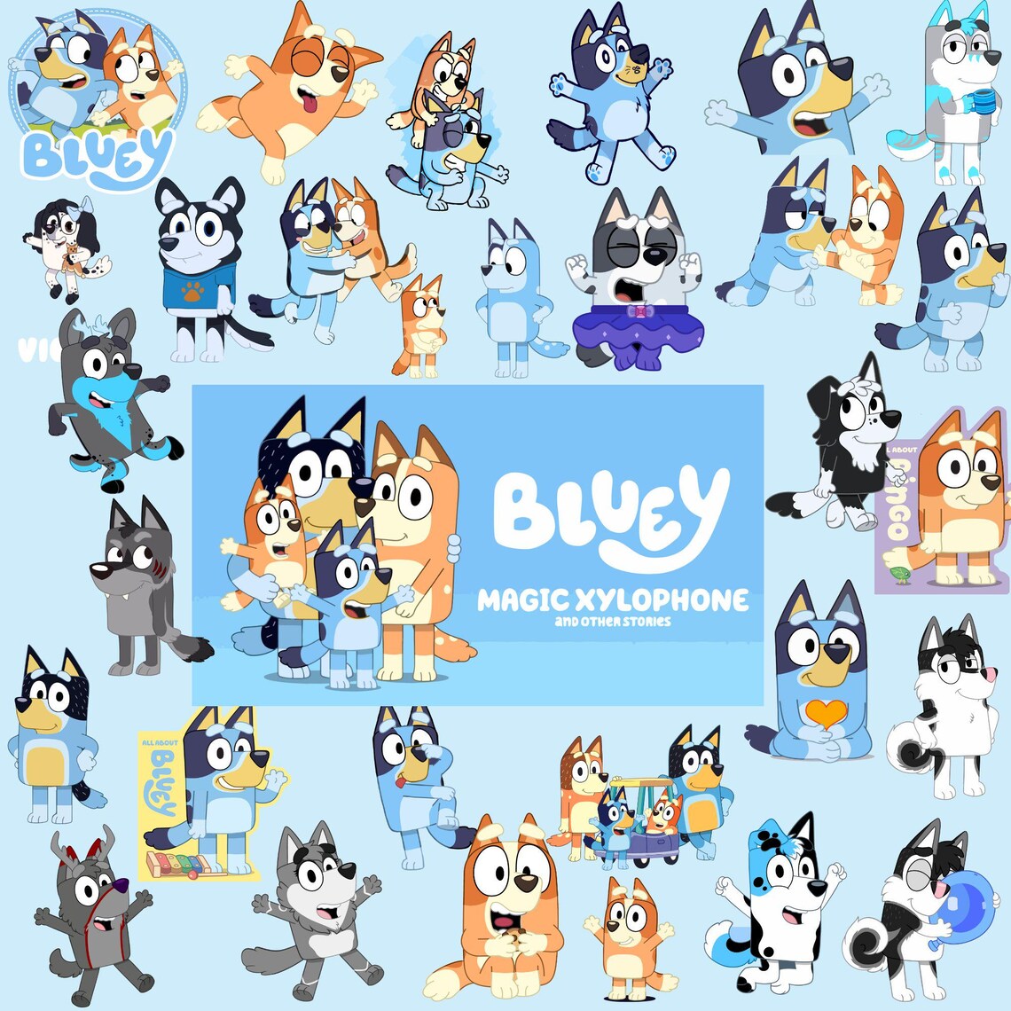 Blue Dog and Friends Png, Cartoon Characters Cliparts, Layered Png ...