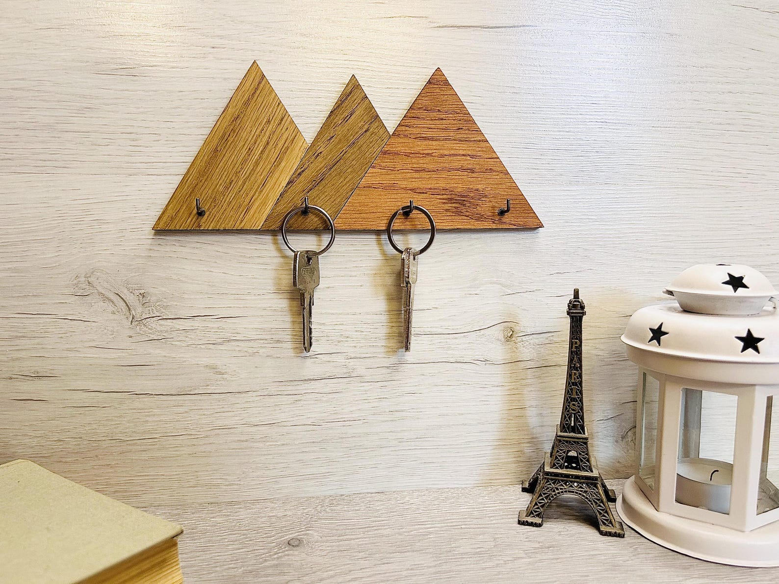 Handmade Wooden Key Holder Wall-mounted Key Organizer, Rustic Entryway ...