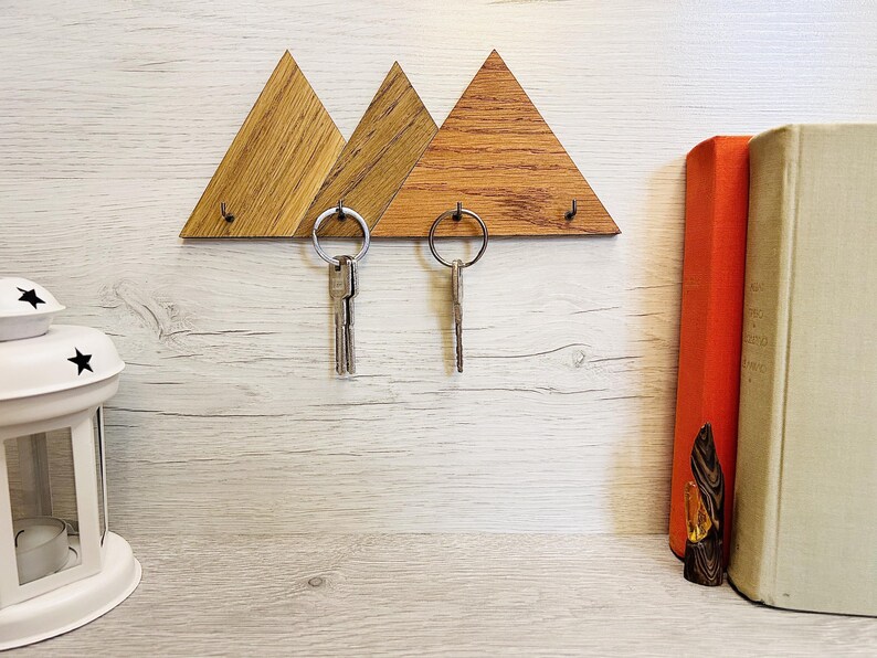 Handmade Wooden Key Holder Wall-mounted Key Organizer, Rustic Entryway ...