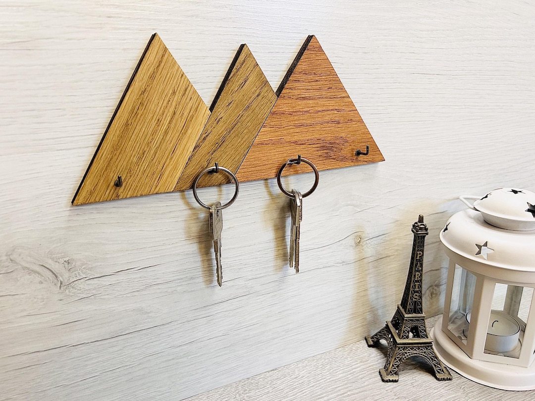 Handmade Wooden Key Holder Wall-mounted Key Organizer, Rustic Entryway ...