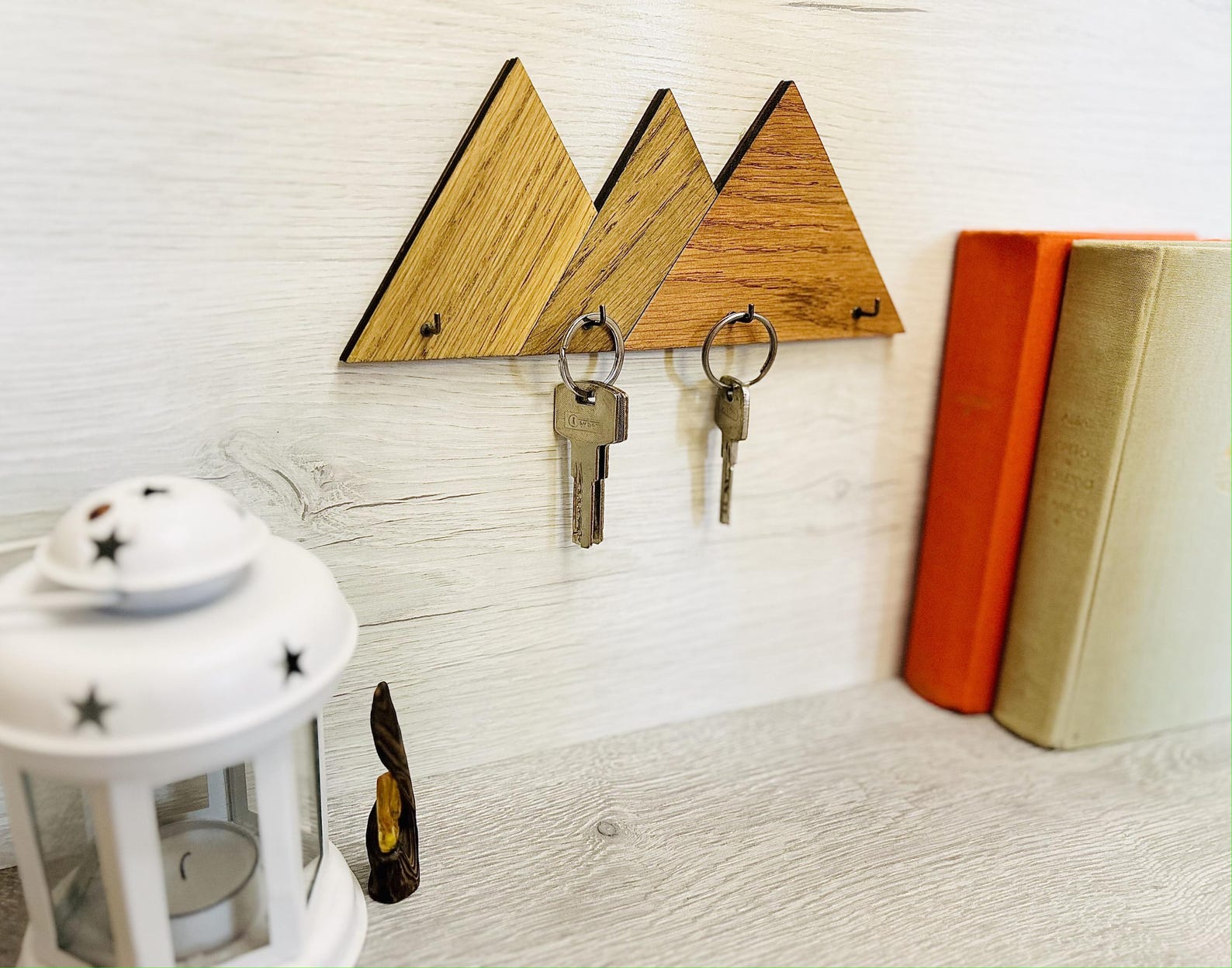 Handmade Wooden Key Holder Wall-mounted Key Organizer, Rustic Entryway ...