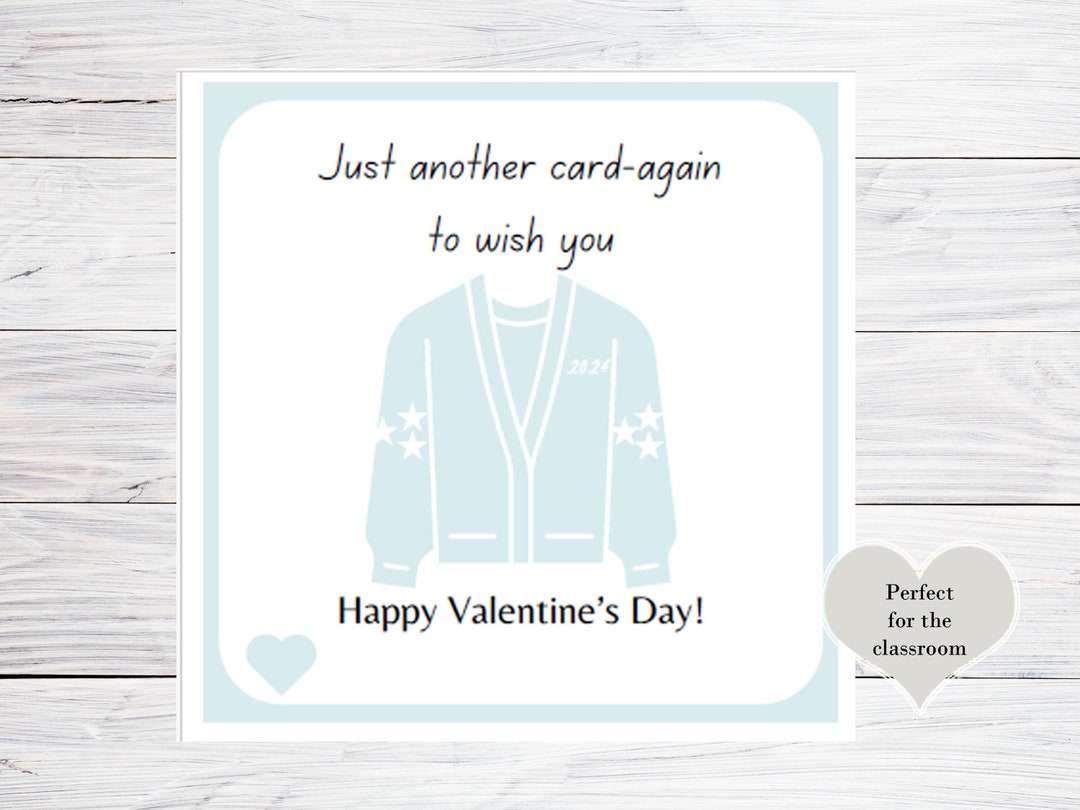 Taylor Swift Valentine Cards, Card-again or Cardigan Cards, Swiftie ...
