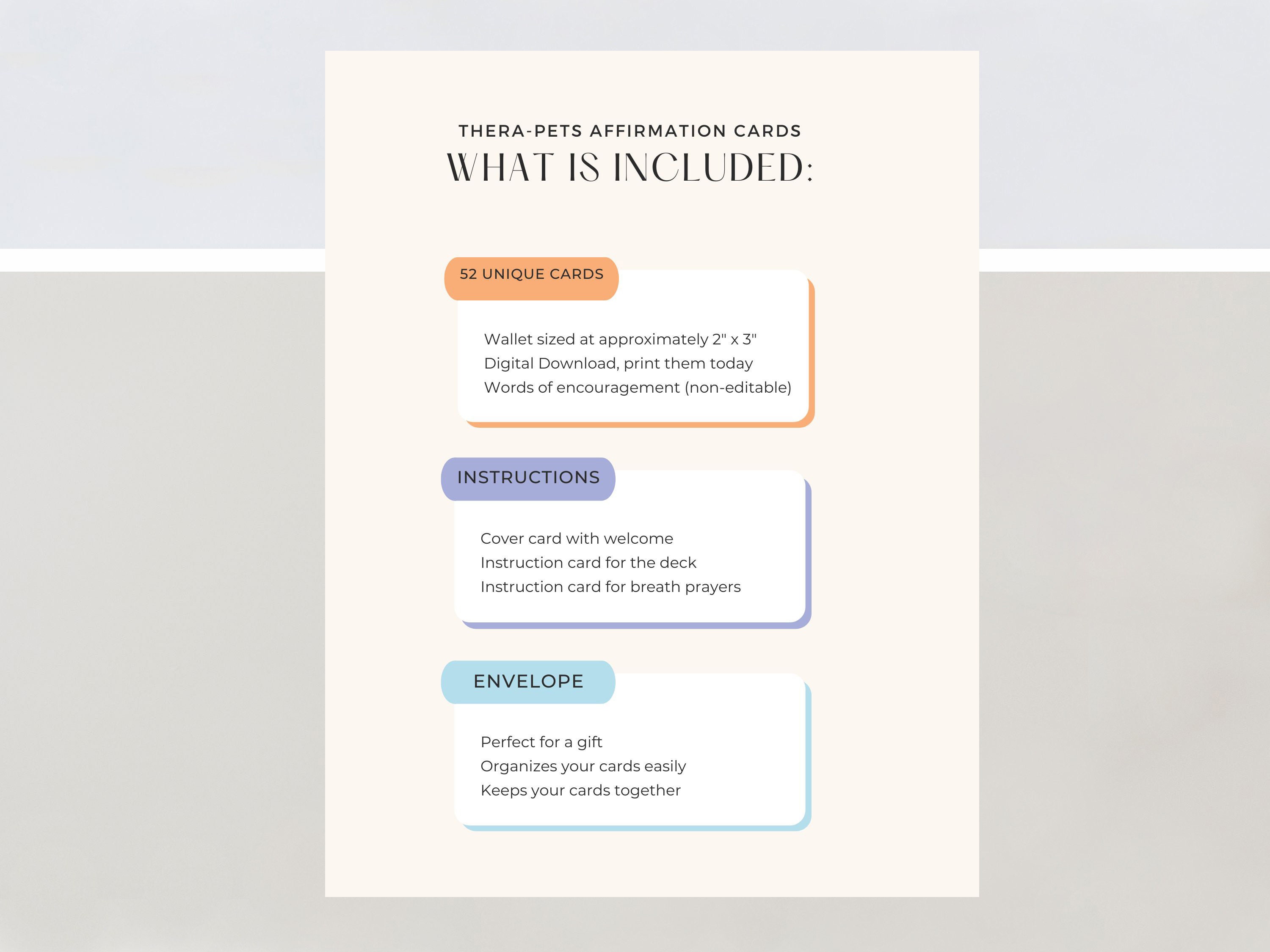 Thera-pets Affirmation Cards, Dogs and Cats, Printable Positive ...