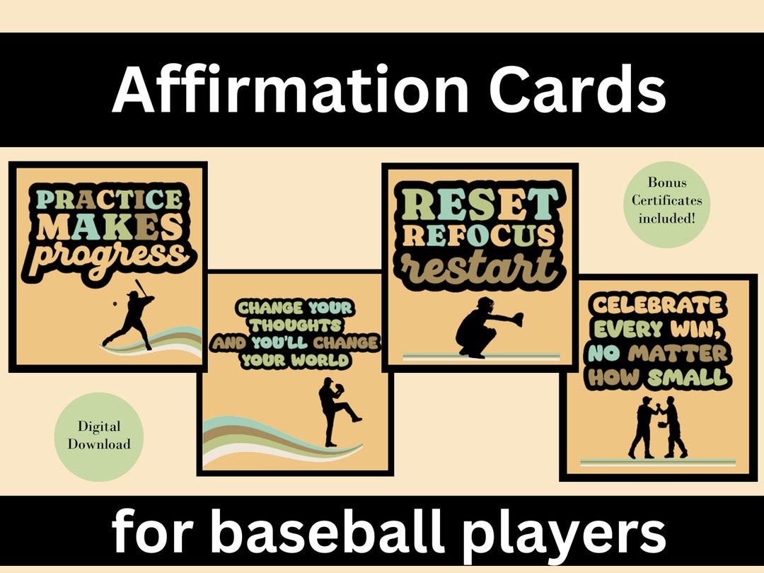 Baseball Affirmation Cards, Motivational Cards for Athletes ...