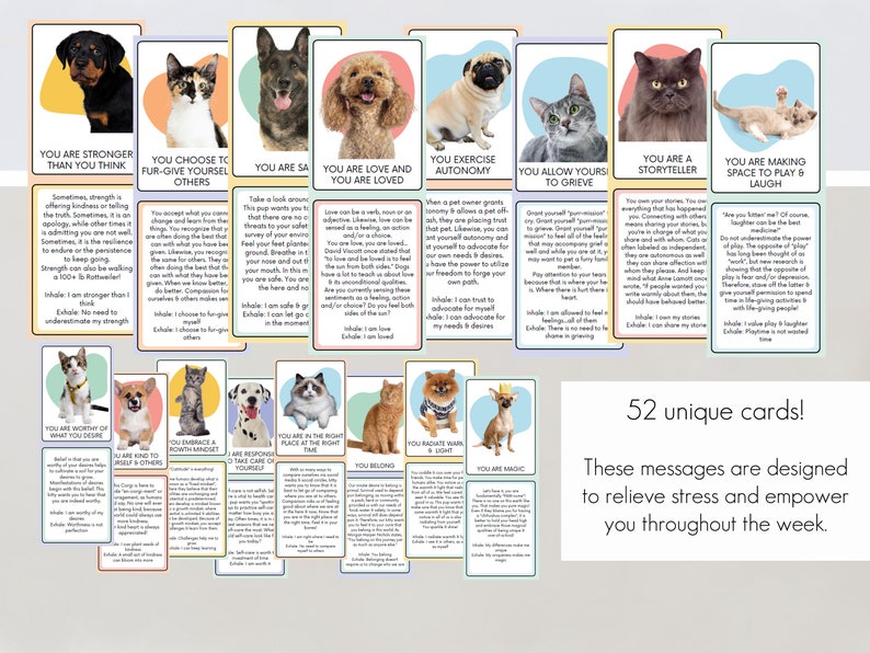Thera-pets Affirmation Cards, Dogs and Cats, Printable Positive ...