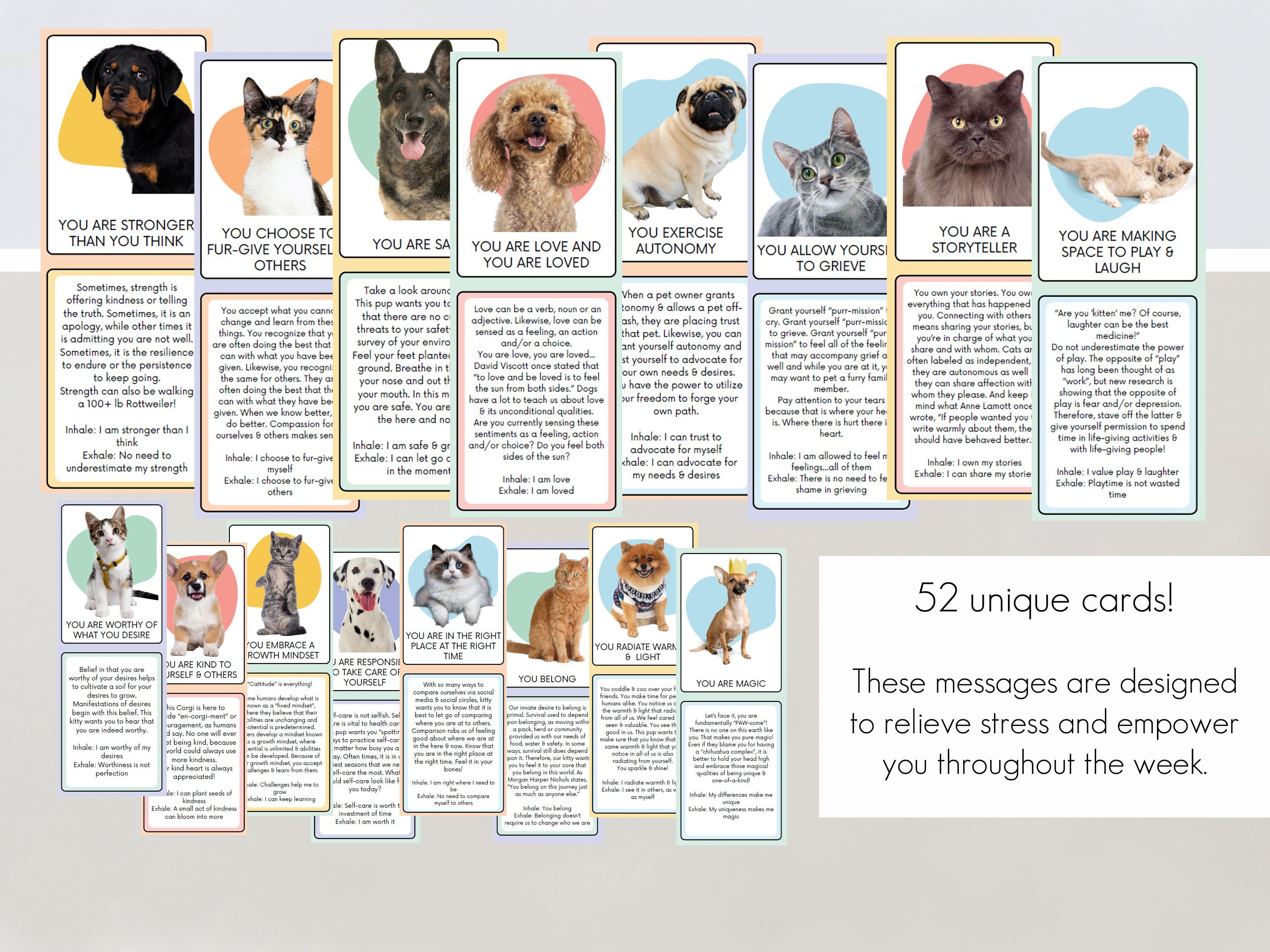 Thera-pets Affirmation Cards, Dogs and Cats, Printable Positive ...