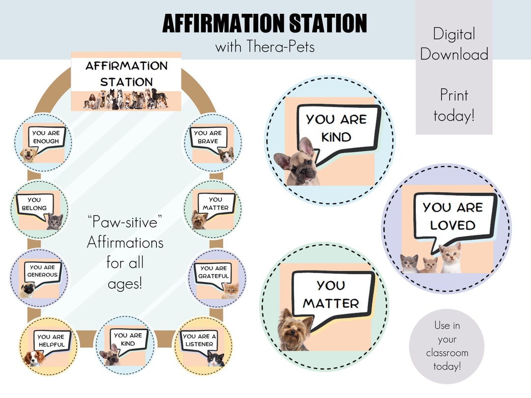 Affirmation Station | Pet Themed | Positive Affirmations Mirror Display ...