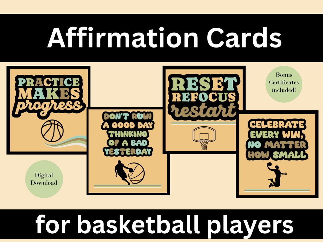 Boys Basketball Affirmation Cards, Motivational Cards for Athletes ...