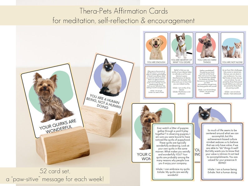 Thera-pets Affirmation Cards, Dogs and Cats, Printable Positive ...
