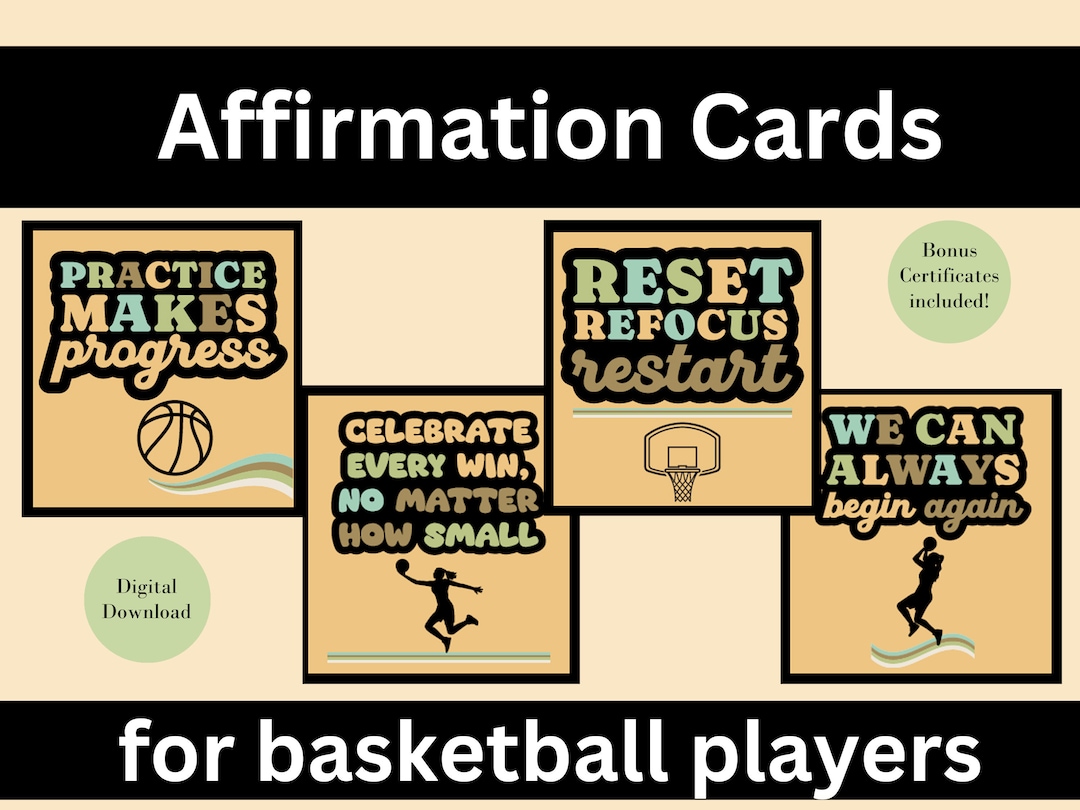 Girls Basketball Affirmation Cards, Motivational Cards for Athletes ...