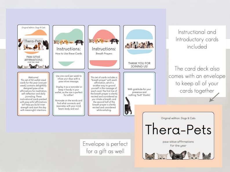 Thera-pets Affirmation Cards, Dogs and Cats, Printable Positive ...