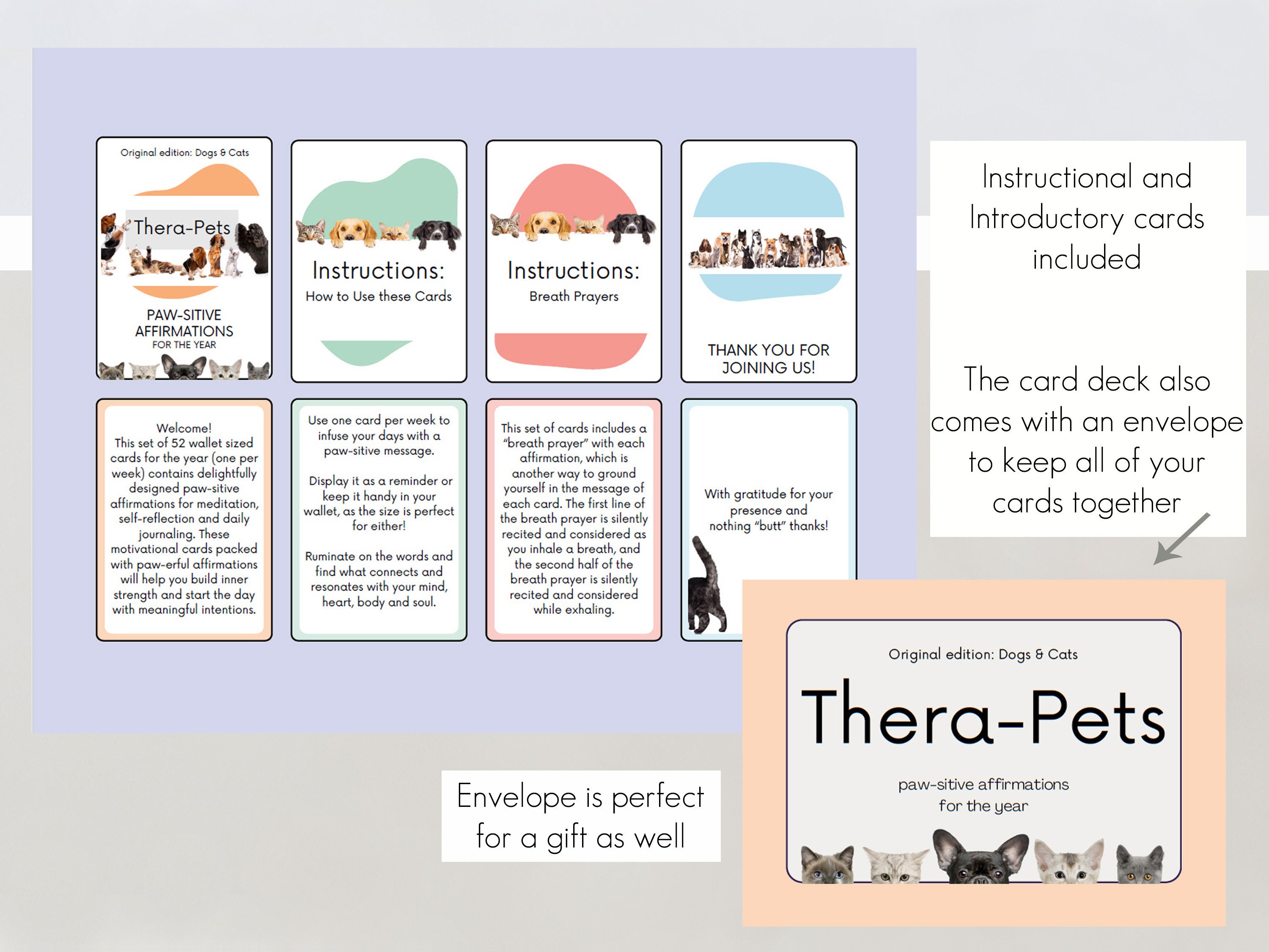 Thera-pets Affirmation Cards, Dogs and Cats, Printable Positive ...