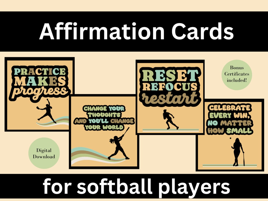 Softball Affirmation Cards, Motivational Cards for Athletes ...