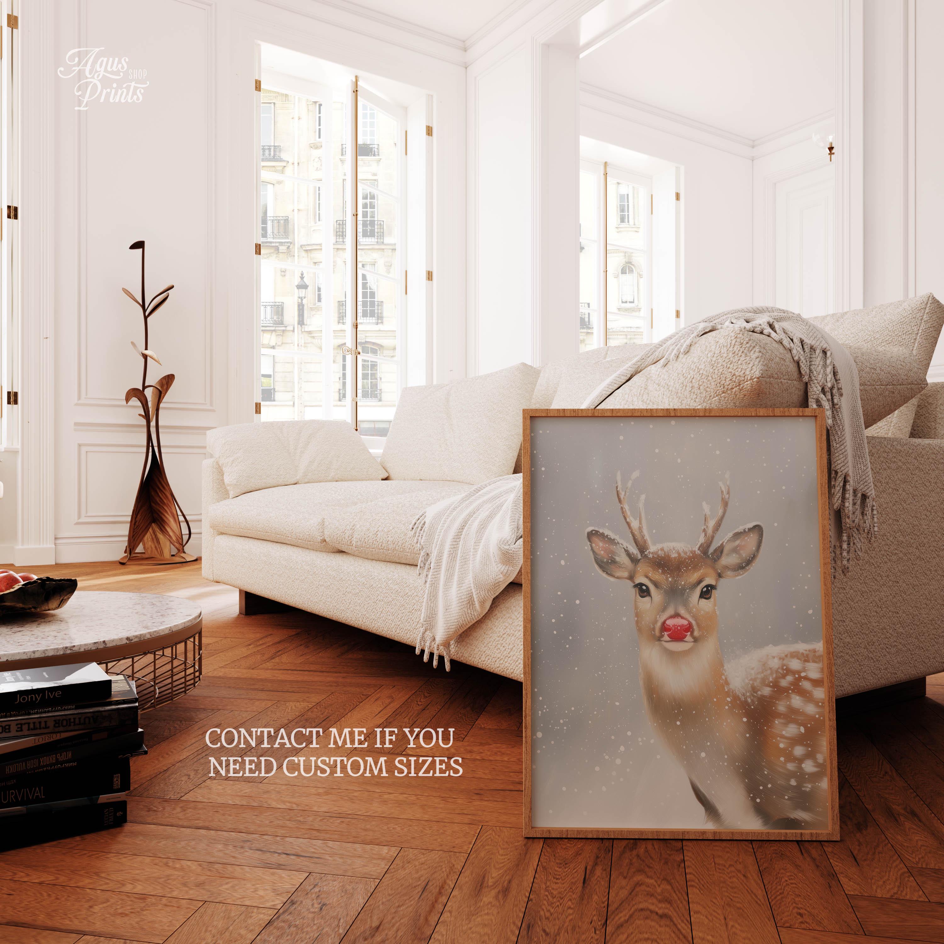 Printable Christmas Reindeer Wall Art, Rustic Christmas Printable Decor ...