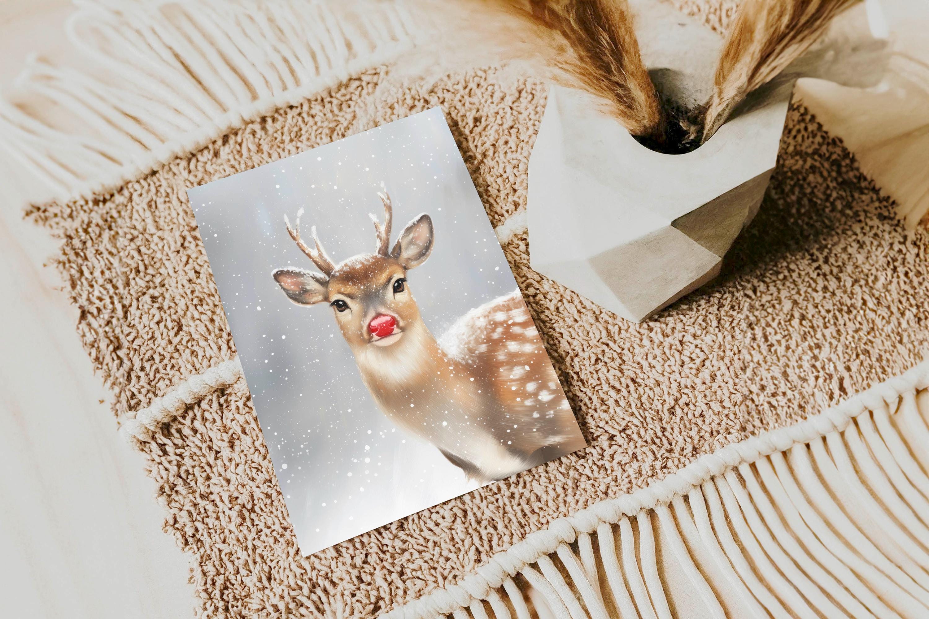 Printable Christmas Reindeer Wall Art, Rustic Christmas Printable Decor ...