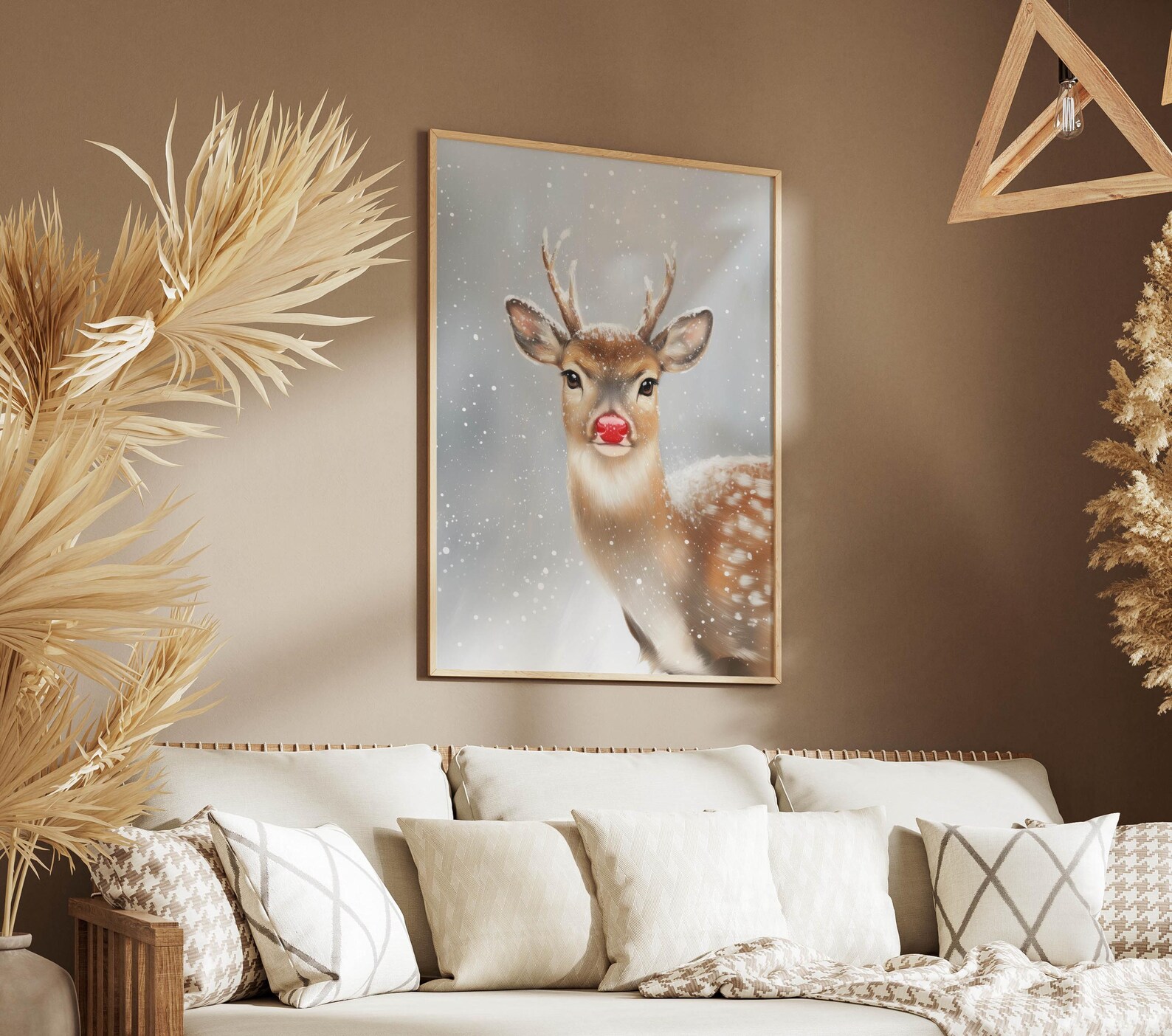 Printable Christmas Reindeer Wall Art, Rustic Christmas Printable Decor ...