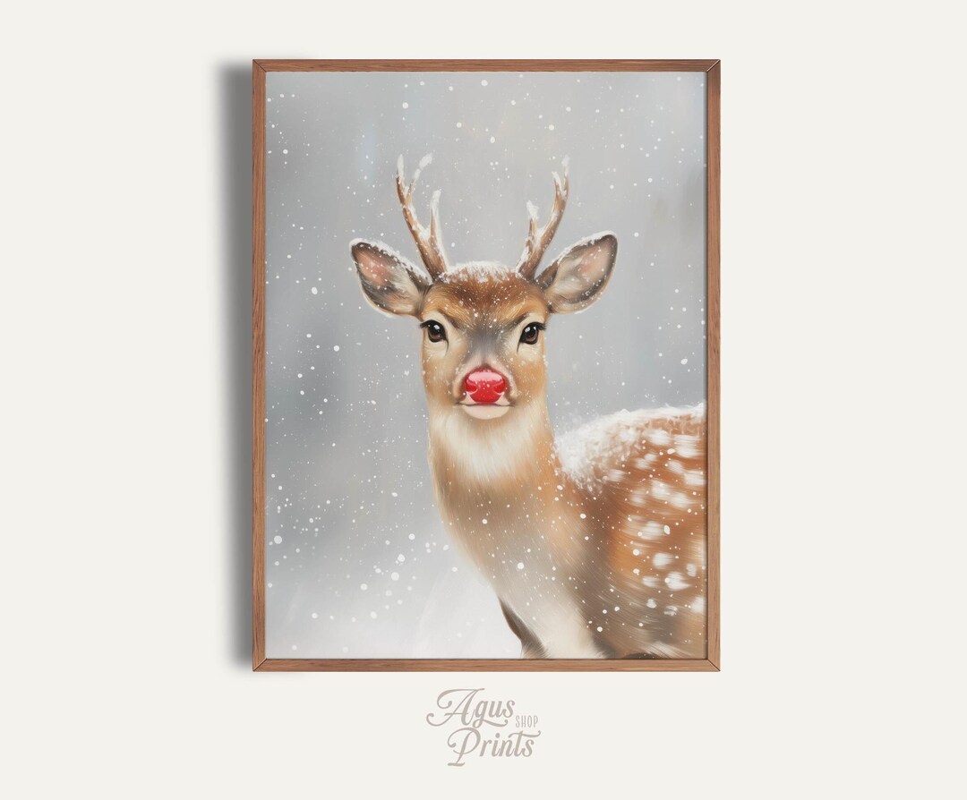 Printable Christmas Reindeer Wall Art, Rustic Christmas Printable Decor ...