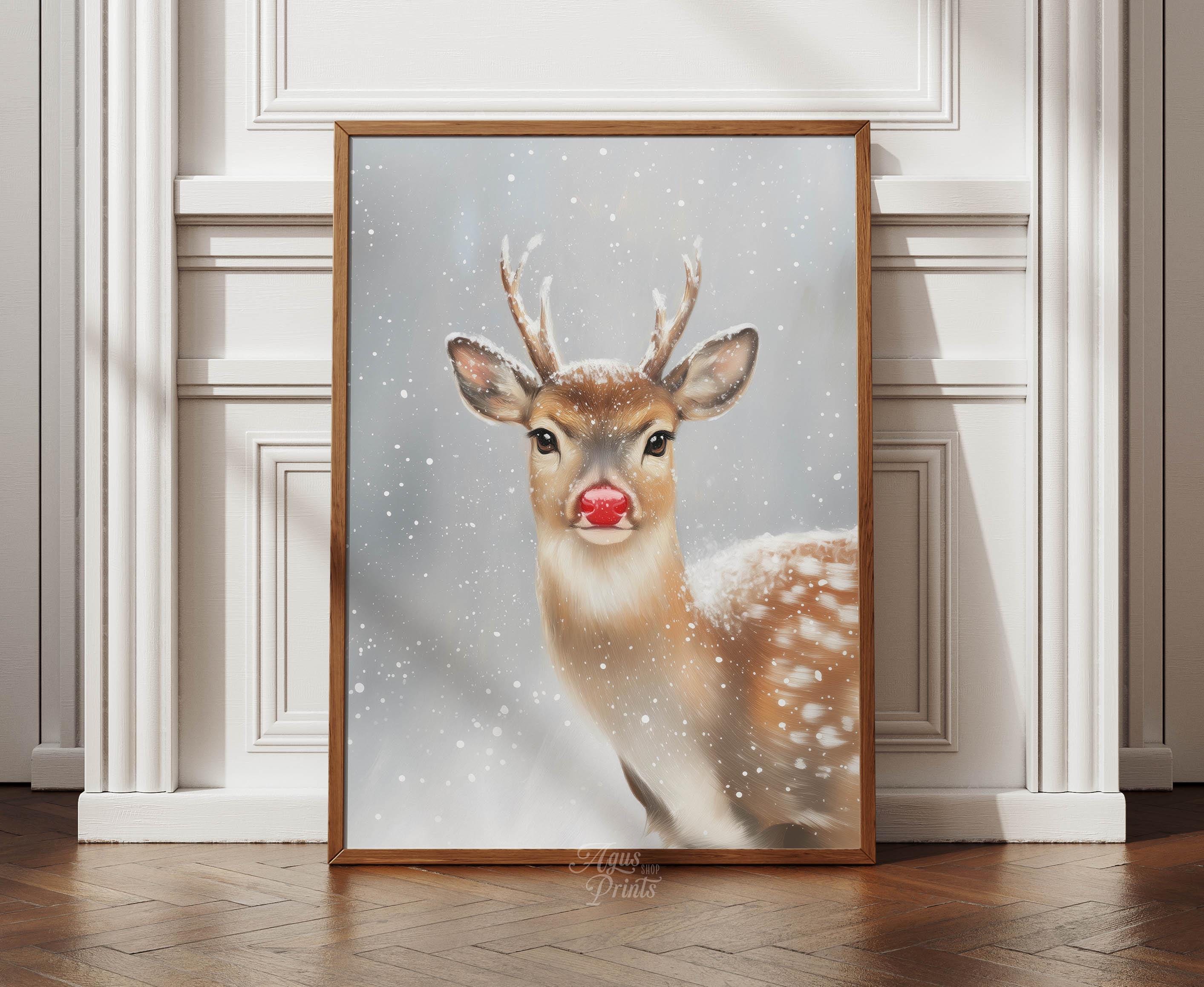 Printable Christmas Reindeer Wall Art, Rustic Christmas Printable Decor ...