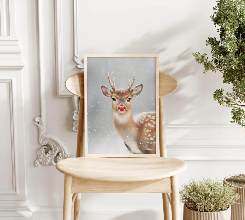 Printable Christmas Reindeer Wall Art, Rustic Christmas Printable Decor ...
