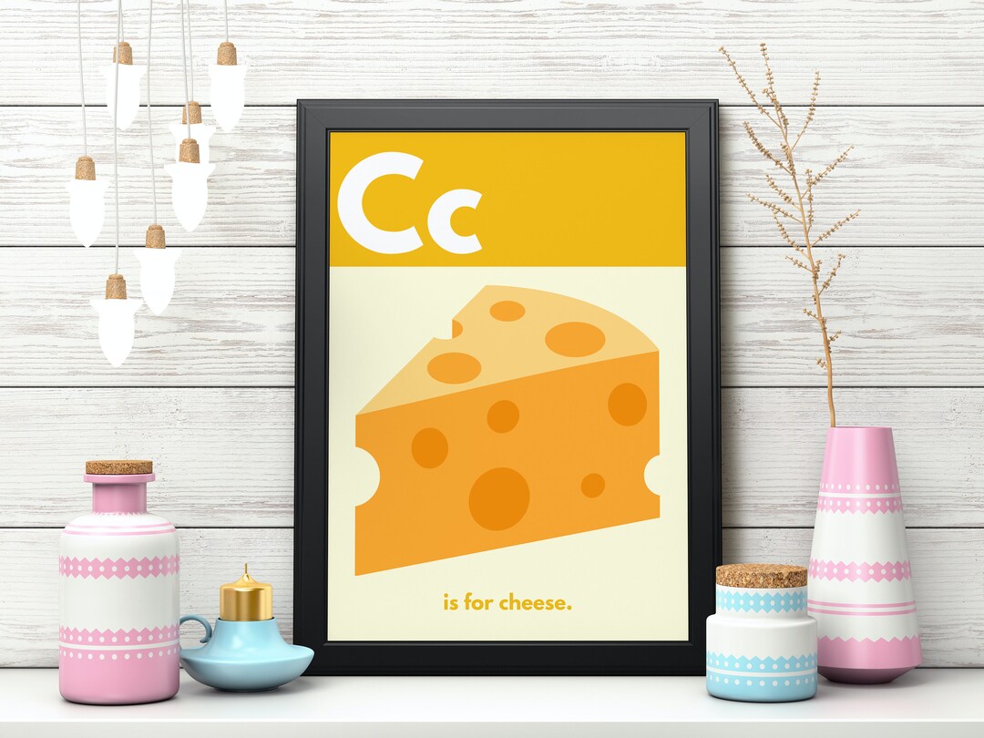Alphabet Poster for Kids 'C is for Cheese.' Educational Poster, Bright ...