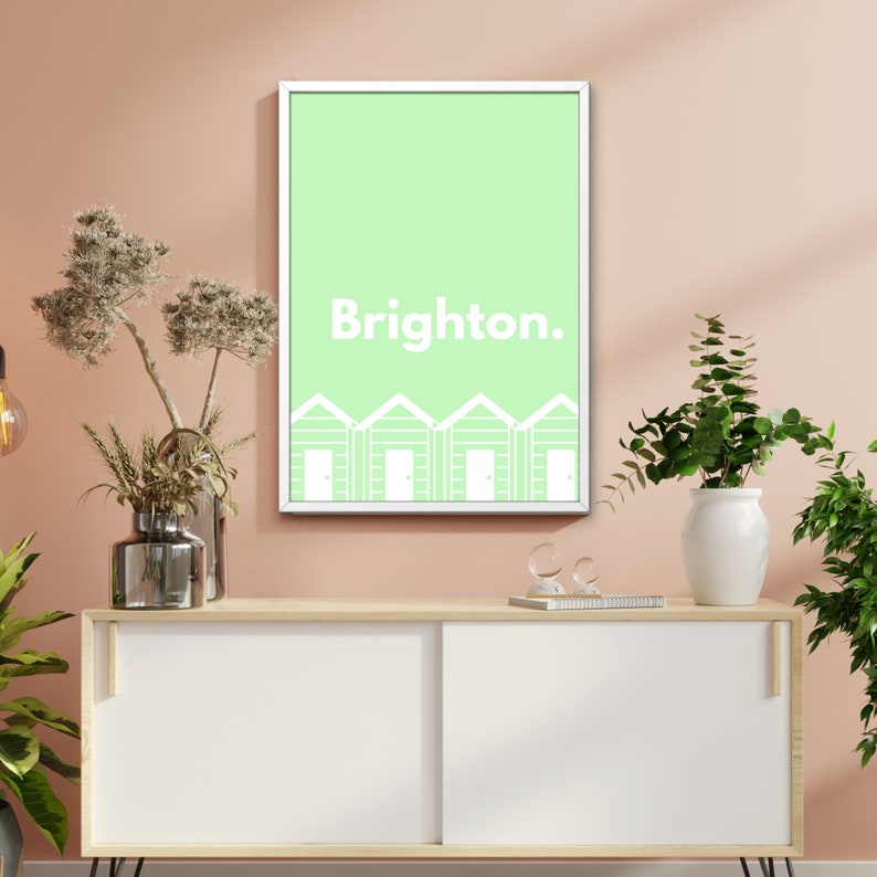 Printable Colourful Brighton Wall Art, Pastel Green Eclectic Decor ...