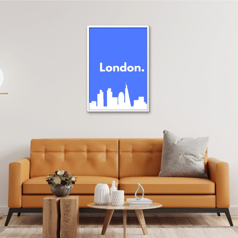 Printable Colourful London Wall Art, Bright Blue Eclectic Decor ...
