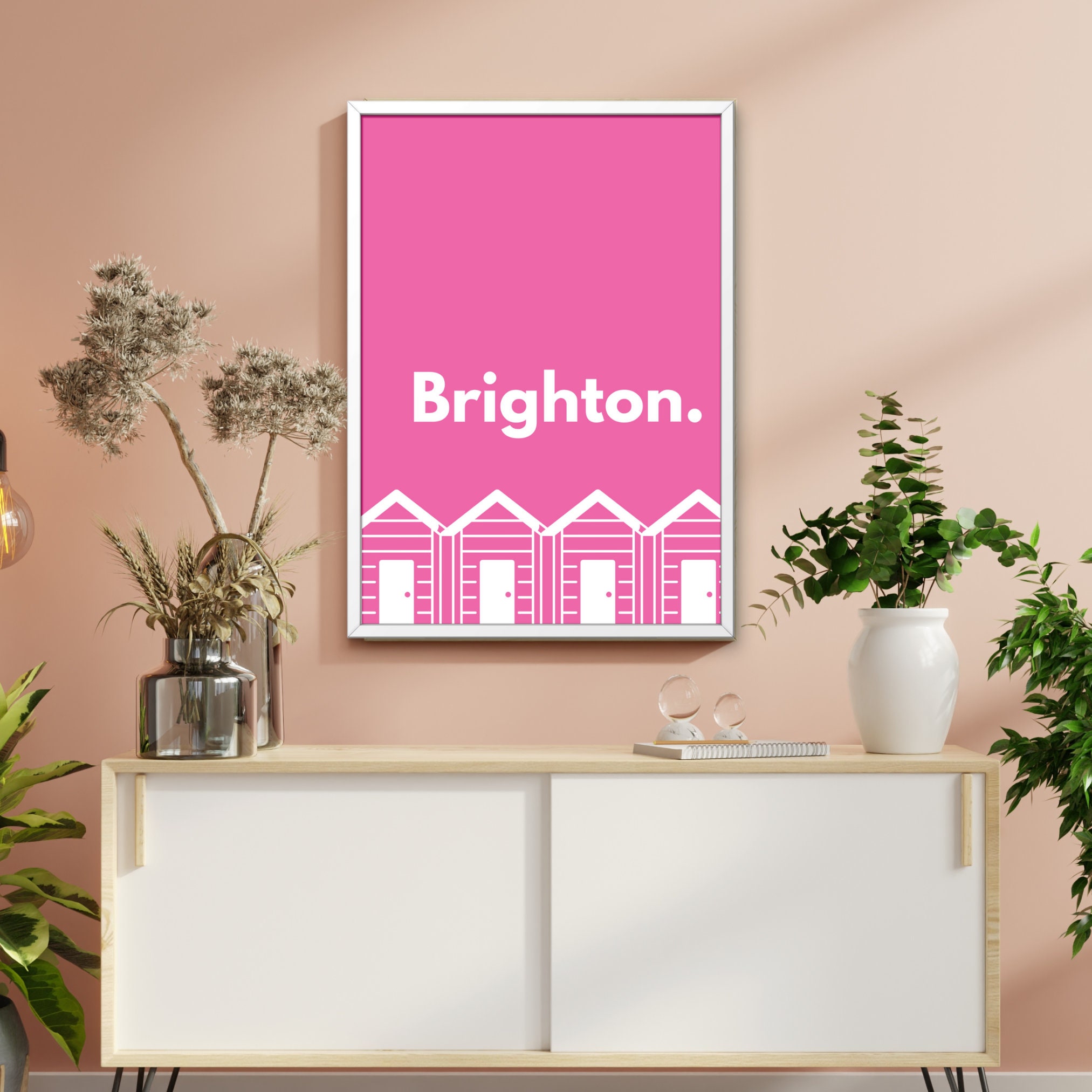 Printable Colourful Brighton Wall Art, Bright Pink Eclectic Decor ...