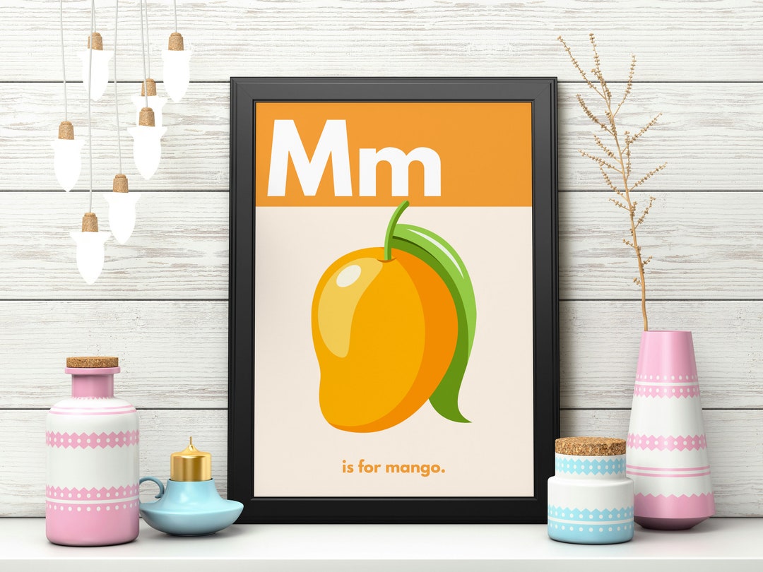M is for Mango Alphabet Poster. Kids Room Print, Cute Kids Art ...