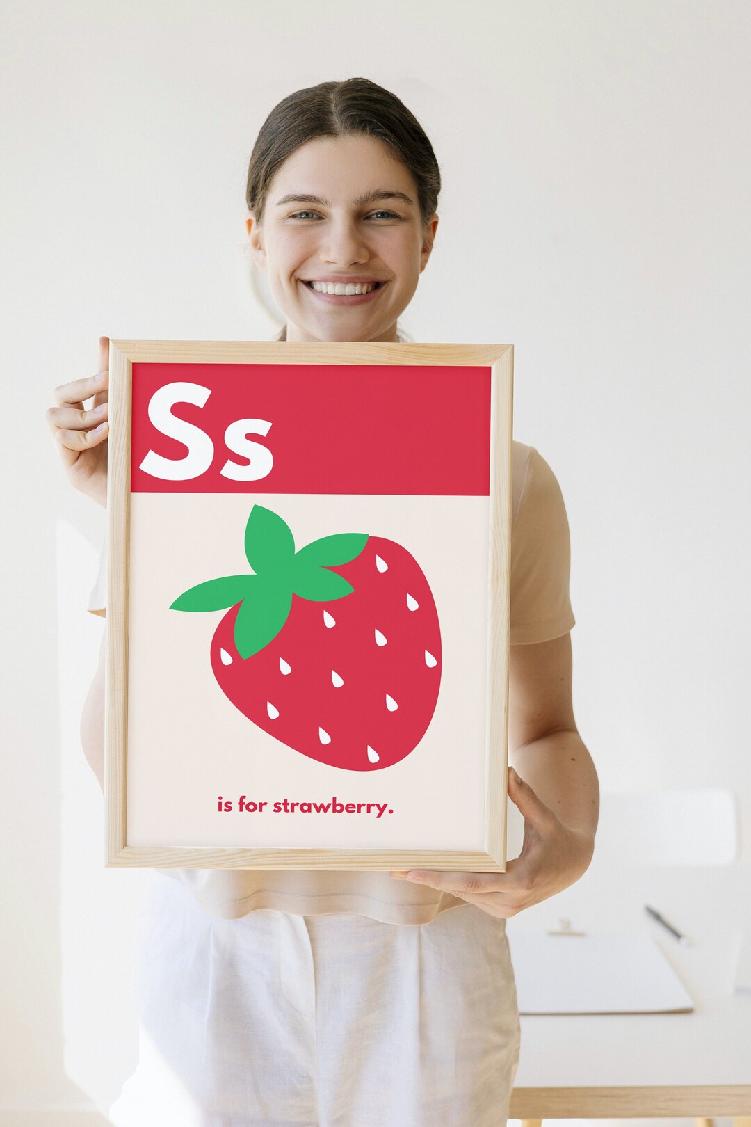 S is for Strawberry Alphabet Poster. Printable Wall Art, Kids Room ...