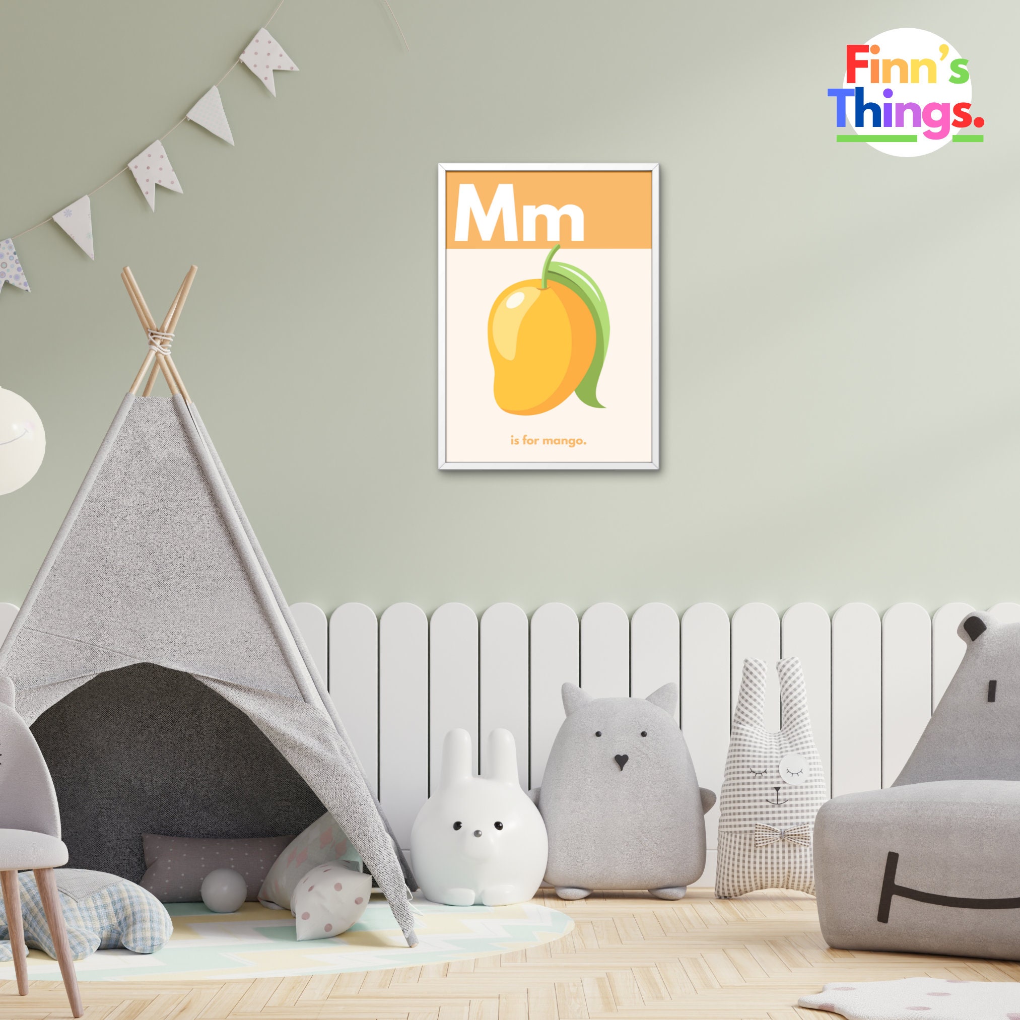 M is for Mango Alphabet Poster. Kids Room Print, Cute Kids Art ...