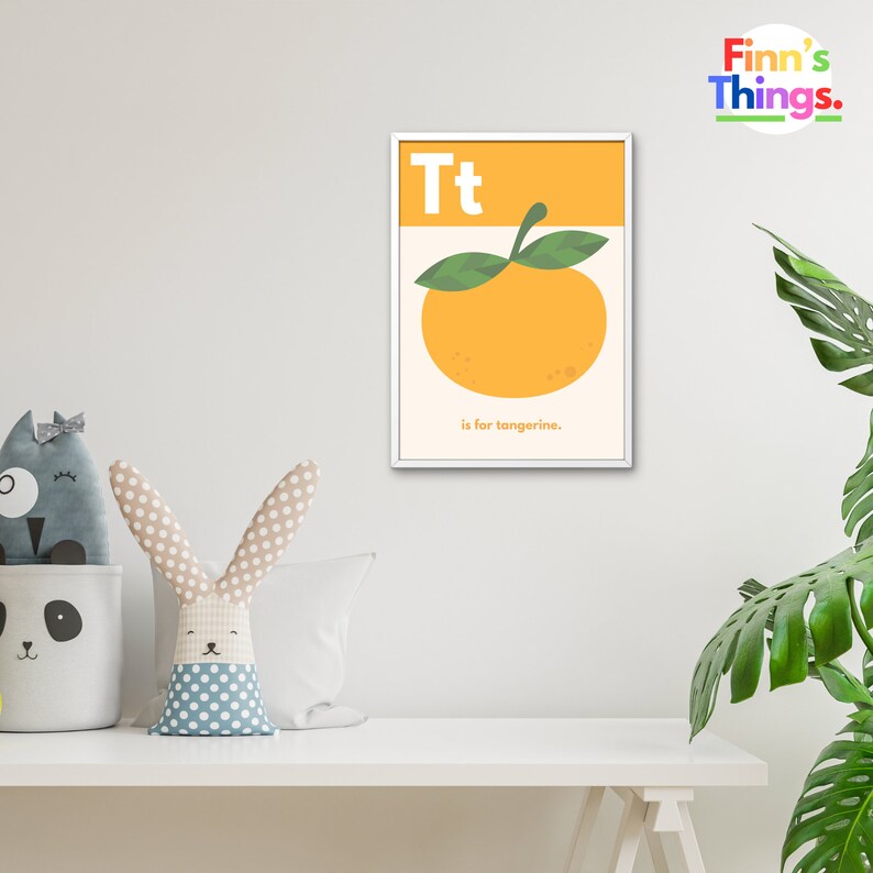 T is for Tangerine Alphabet Poster. Nursery Room Decor, Kids Room Print ...