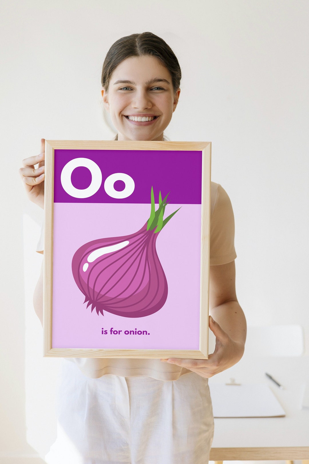 O is for Onion - Alphabet Poster. Cute Kids Art, Kids Room Print ...