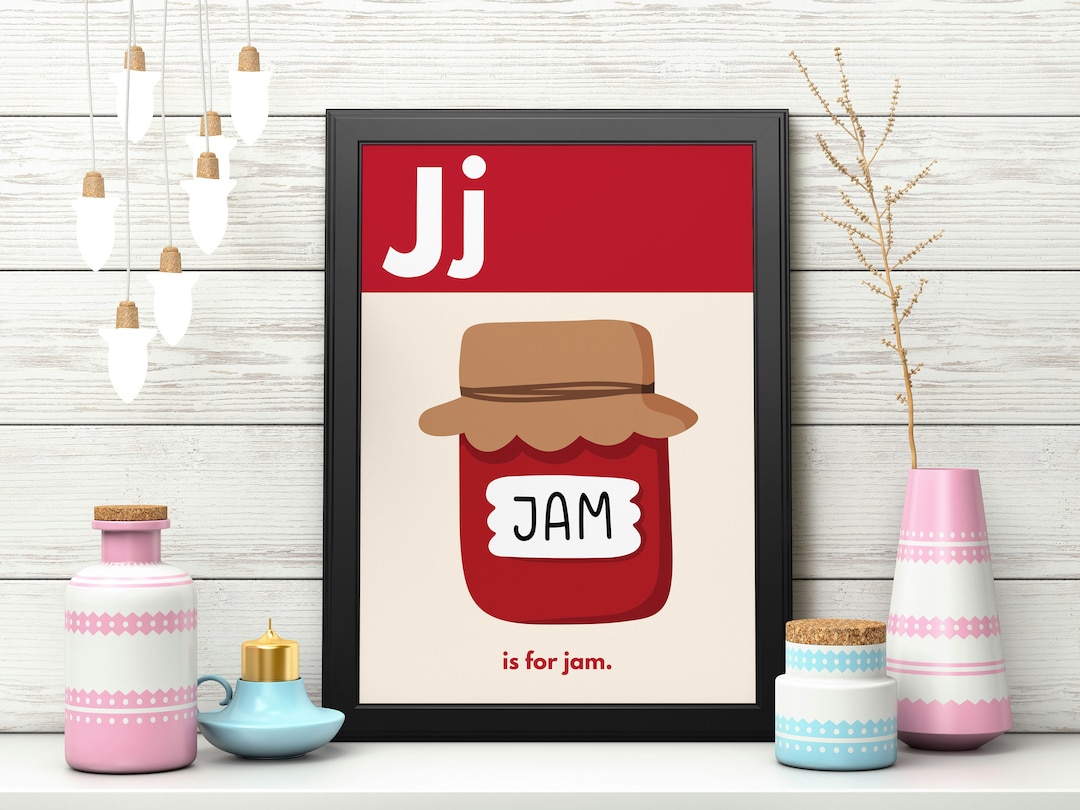 Alphabet Poster for Kids 'J is for Jam.' Educational Poster, Bright ...