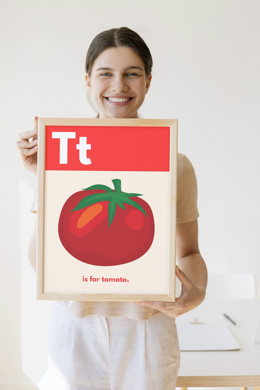 T is for Tomato - Alphabet Poster. Kids Room Decor, Educational Poster ...