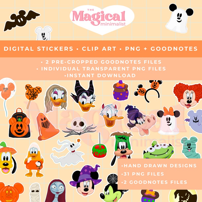 Halloween Digital Stickers Clipart for Travel Planner, Itinerary ...