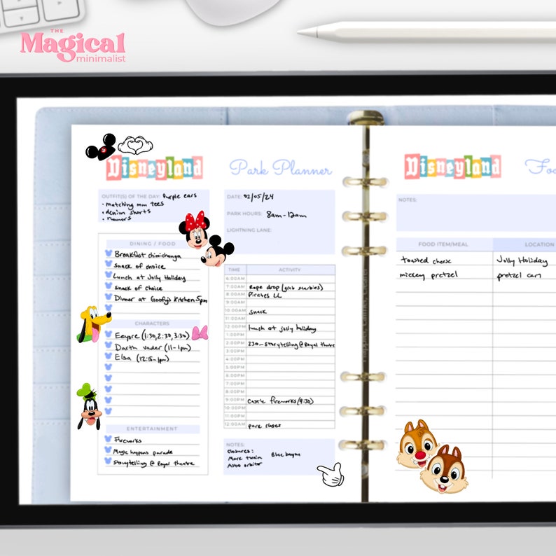 Mickey & Friends Digital Stickers Clipart for Travel Planner, Itinerary ...