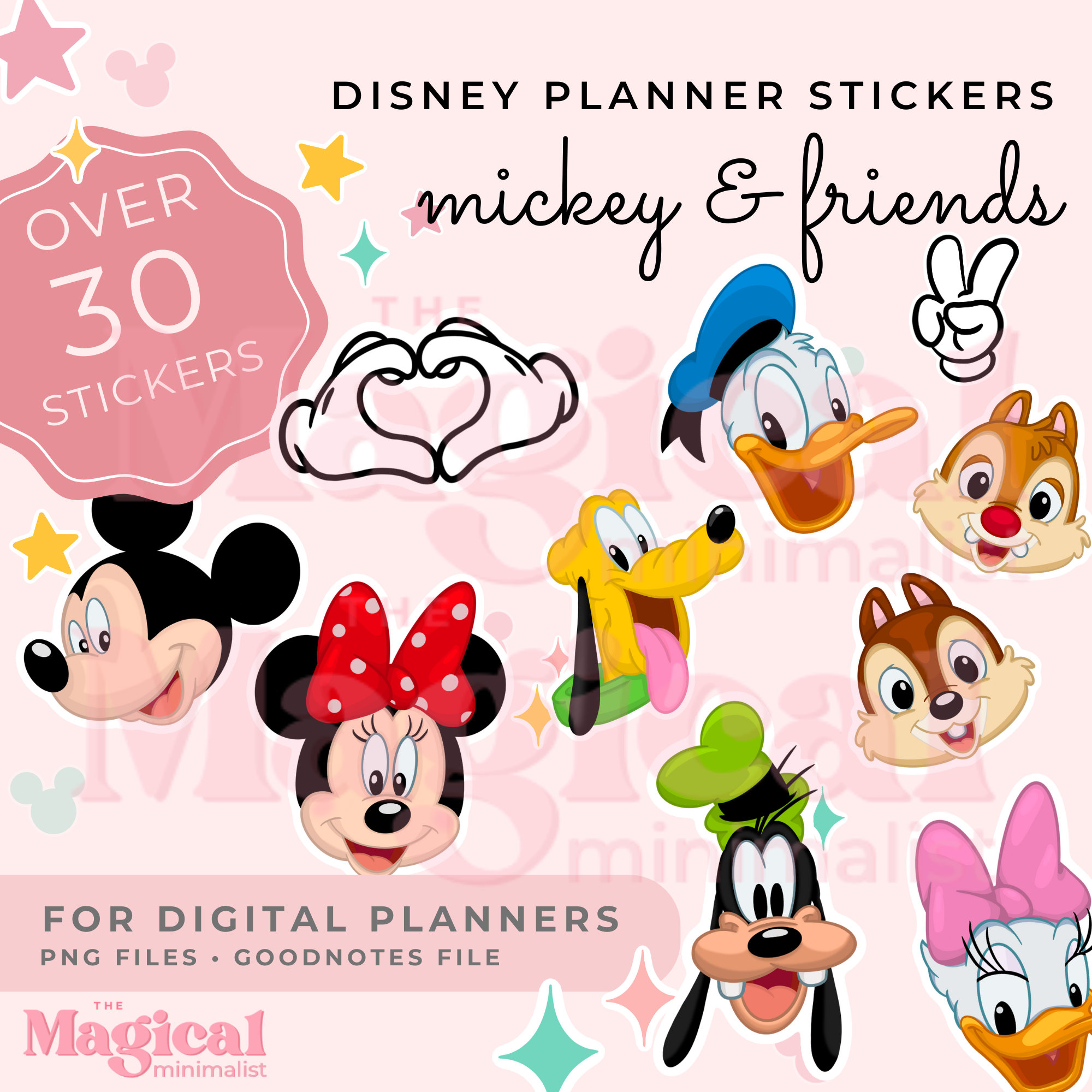 Mickey & Friends Digital Stickers Clipart for Travel Planner, Itinerary ...
