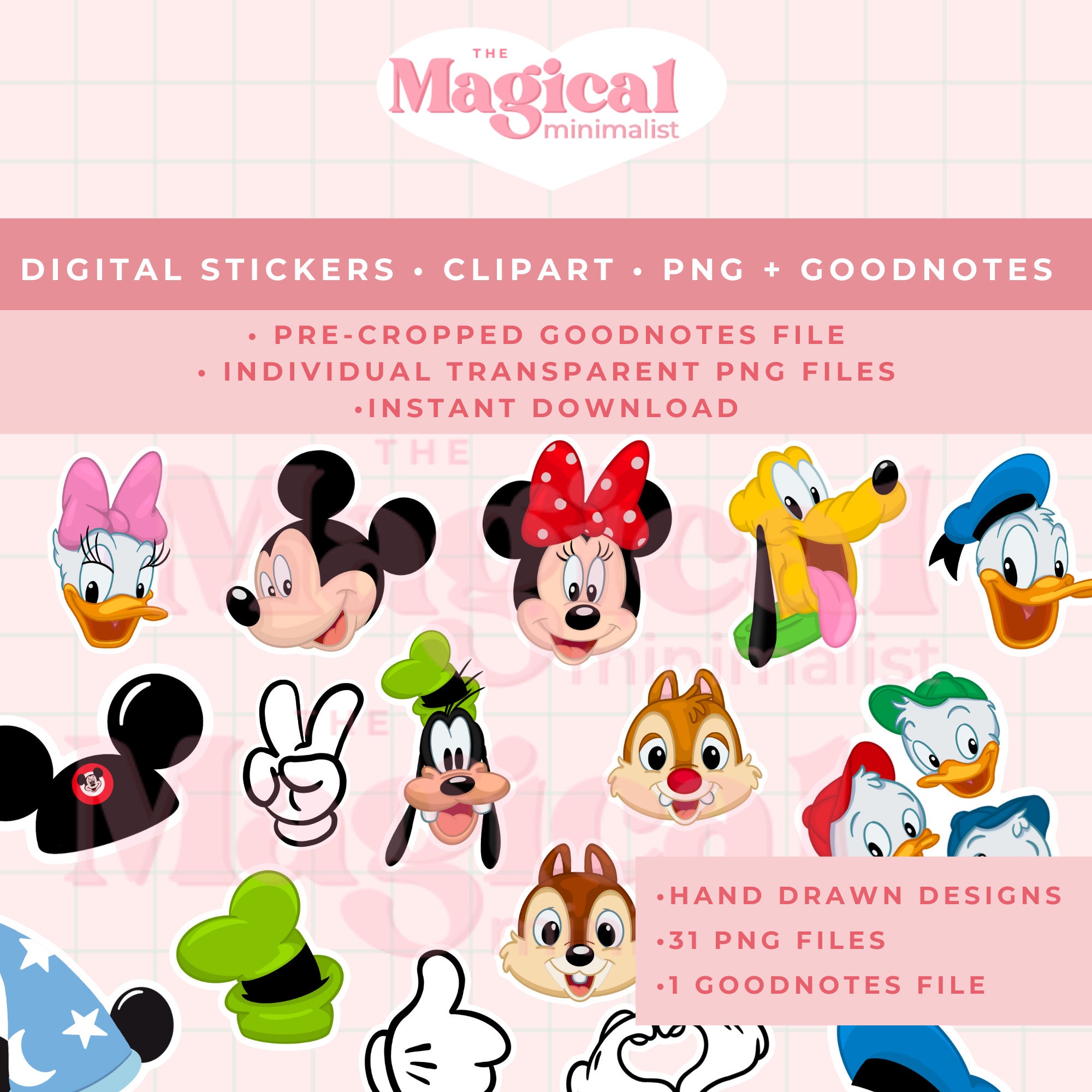 Mickey & Friends Digital Stickers Clipart for Travel Planner, Itinerary ...