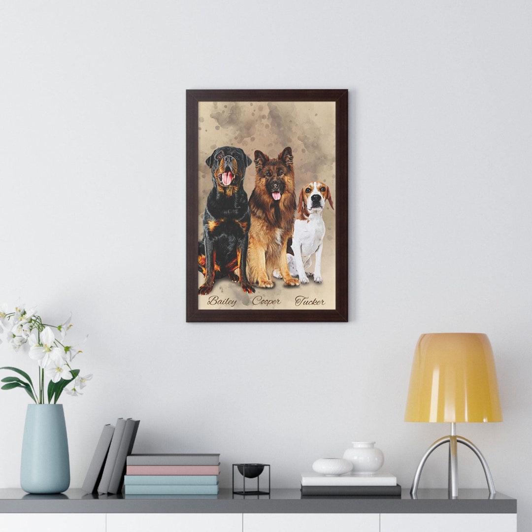 Custom Dog Portraits Using Pet Photo, Personalized Dog Pet Portraits ...