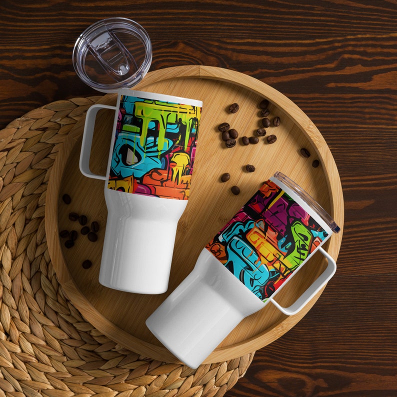 Graffiti Art Travel Mug With a Handle, Urban Travel Cup, Street Art ...