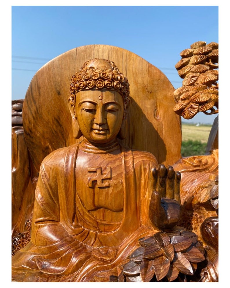 Wooden Buddha Statue, Hand Carved Buddha Wood Relief, Buddha Figurine ...