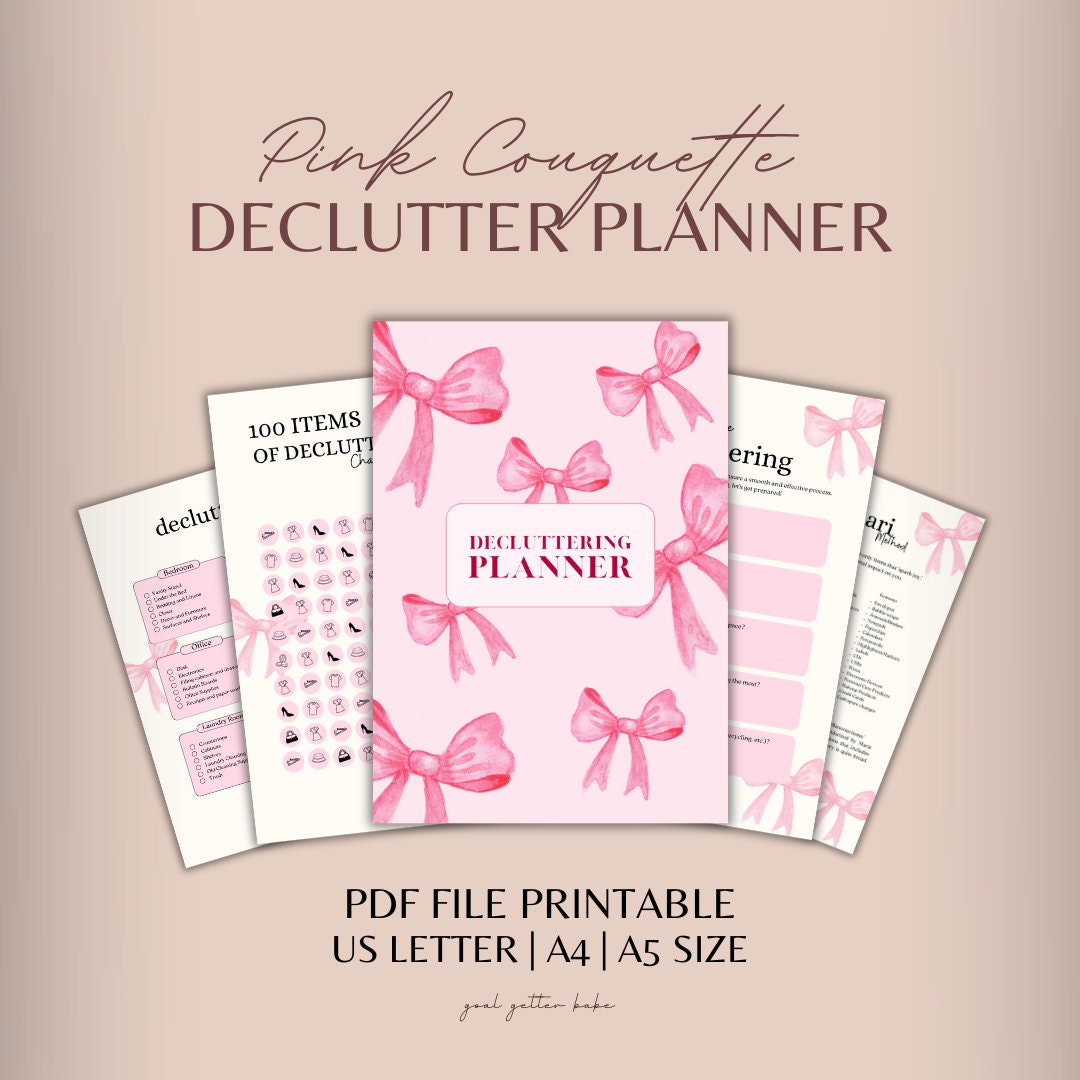 Coquette Theme Declutter Planner Checklist Cleaning Schedule 30 Day Declutter Challenge Cleaning ...