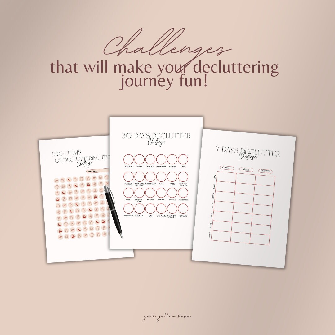 Declutter Planner Minimalist That Girl Checklist Cleaning Schedule 30 ...