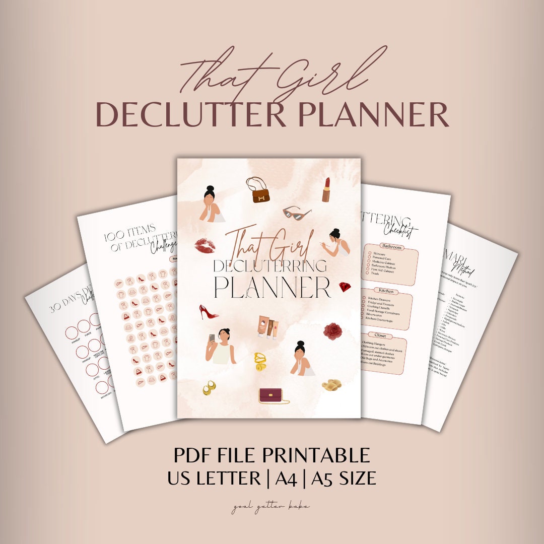 Declutter Planner Minimalist That Girl Checklist Cleaning Schedule 30 Day Declutter Challenge ...