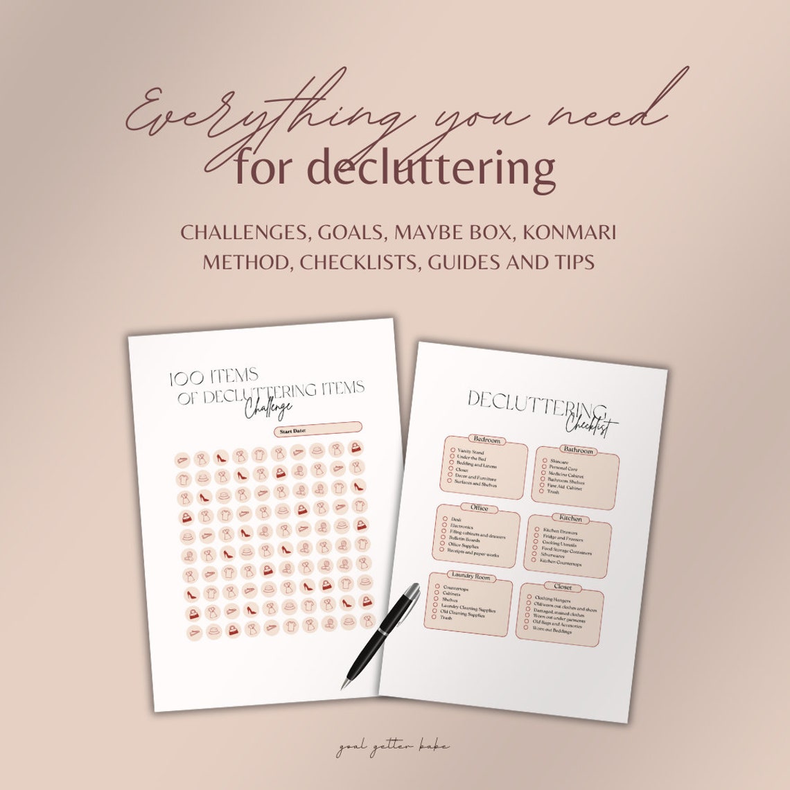 Declutter Planner Minimalist That Girl Checklist Cleaning Schedule 30 ...