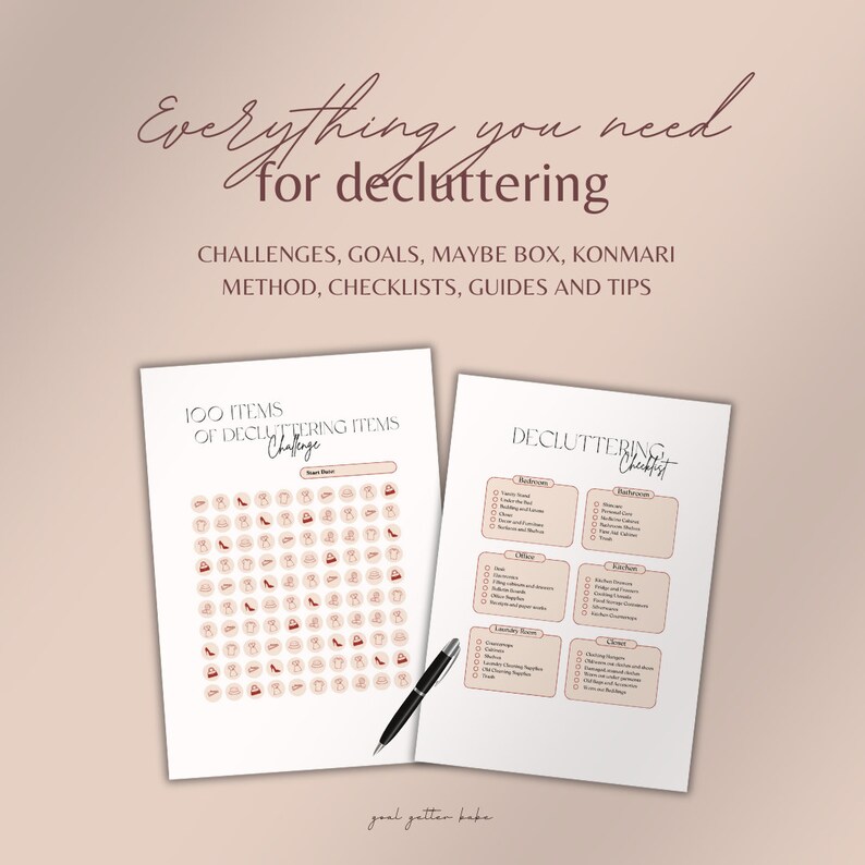 Declutter Planner Minimalist That Girl Checklist Cleaning Schedule 30 ...