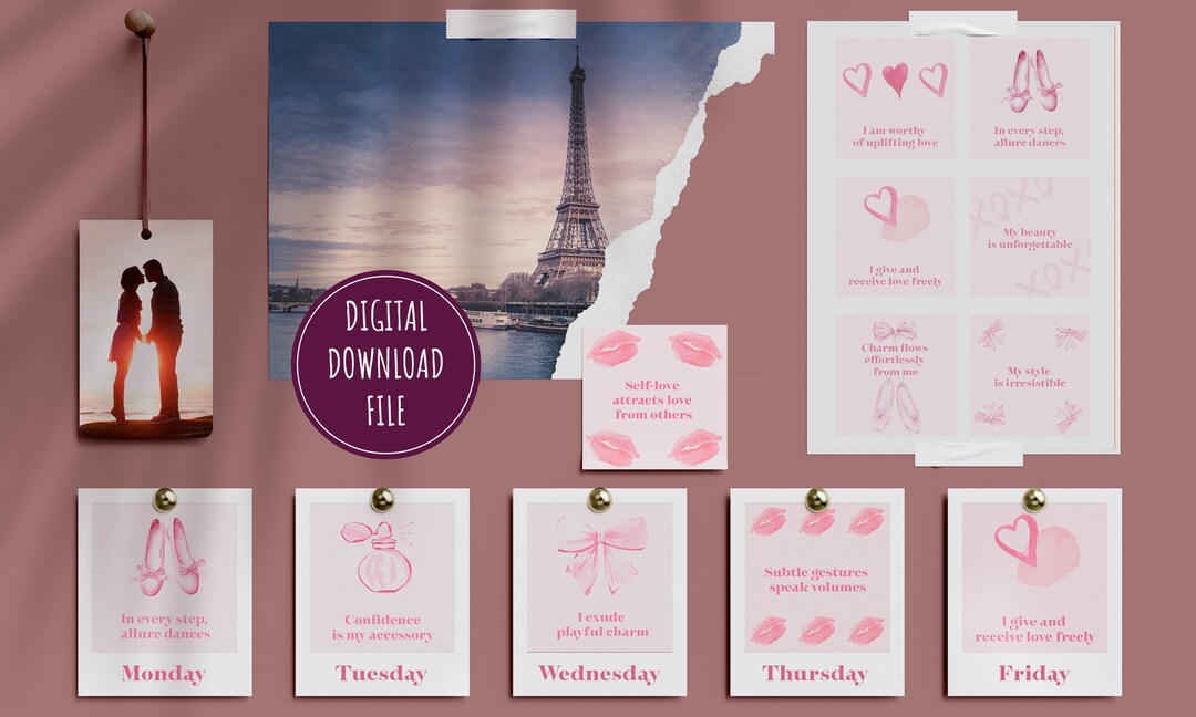 31 Cute Coquette Affirmation Cards Daily Affirmations Pink Bows ...